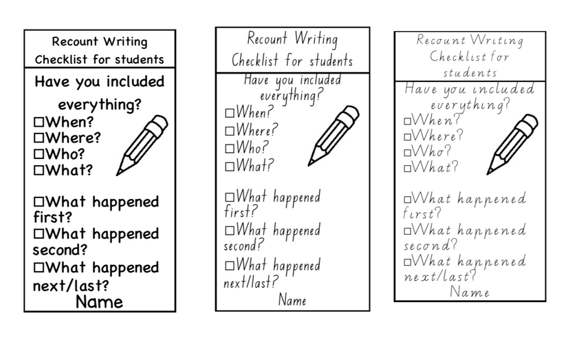 Personalised Teacher Checklist Stamps | Recount Writing Checklist ...