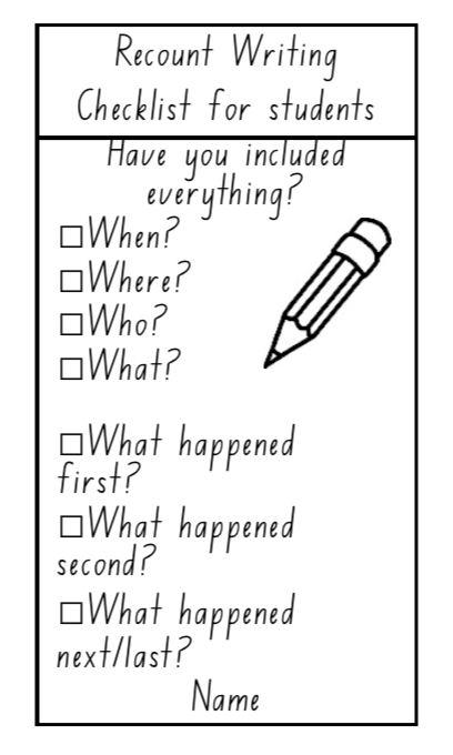 Personalised Teacher Checklist Stamps | Recount Writing Checklist ...